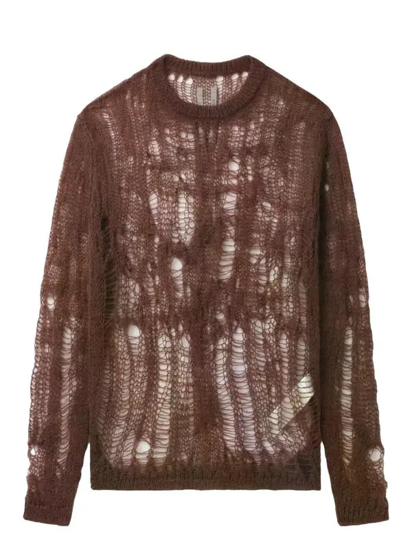 Rick Owens Openwork Knit Sweater - Brown