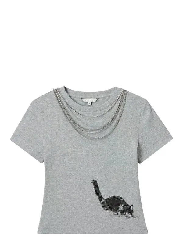 MARKGONG Graphic-print T-shirt With Chain Detail - Grey