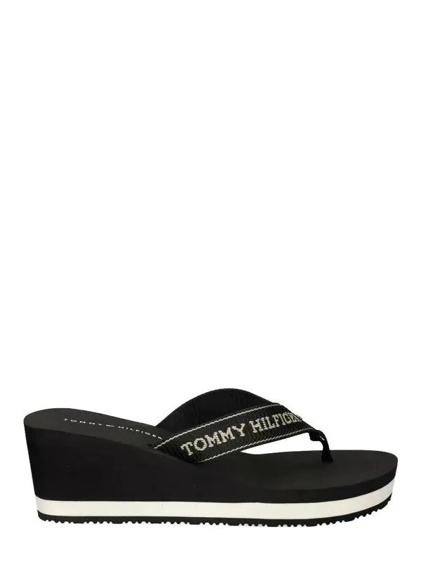 Tommy Hilfiger Logo Straps Slides - Black