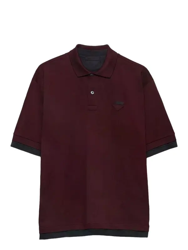 Prada Triangle-logo Ribbed-knit Polo Shirt - Red