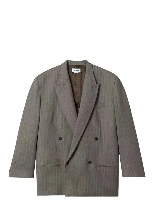 HED MAYNER Double-breasted Pinstripe Blazer - Neutrals