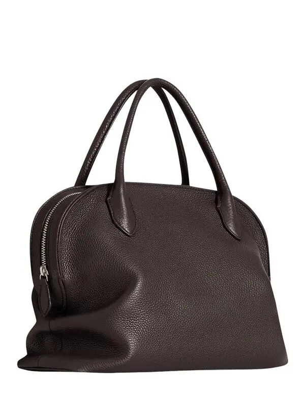THE ROW Agnes 12 Top Handle Bag - Dark Brown