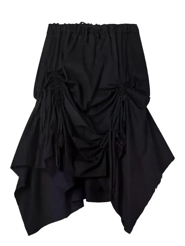 Yohji Yamamoto Gathered Midi Skirt - Black
