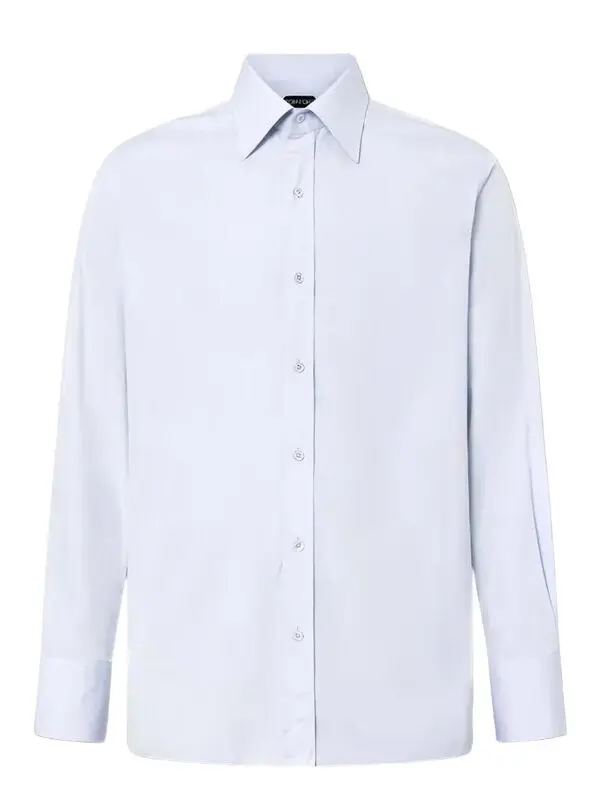TOM FORD Long-sleeved Cotton Shirt - Blue