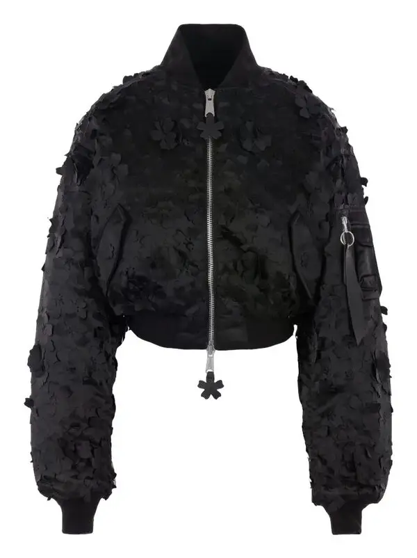 Alpha Industries X Cecilie Bahnsen Floral-detail Bomber Jacket - Black