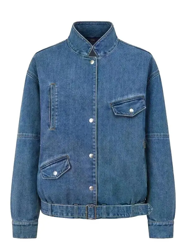 Tibi Moto Denim Bomber - Blue