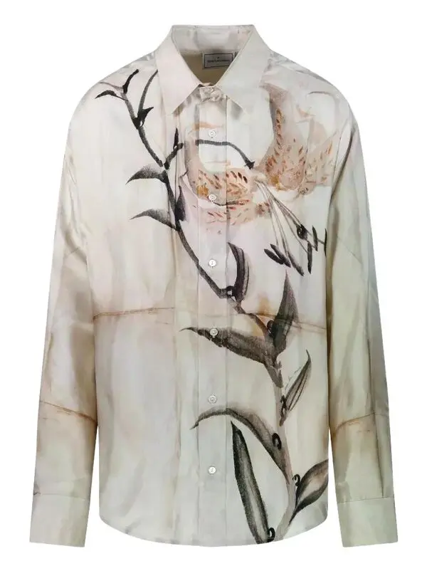 PIERRE-LOUIS MASCIA Floral-print Shirt - Neutrals