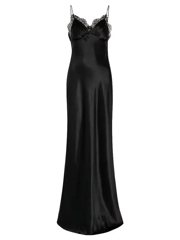 NILI LOTAN Sylas Lace-detail Maxi Dress - Black