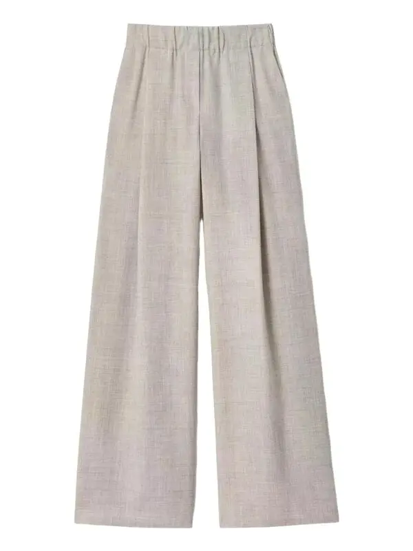 Lafayette 148 New York Pleated Wide Leg Trousers - Neutrals