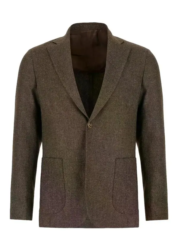 BARBA NAPOLI Melange Wool Blazer - Brown