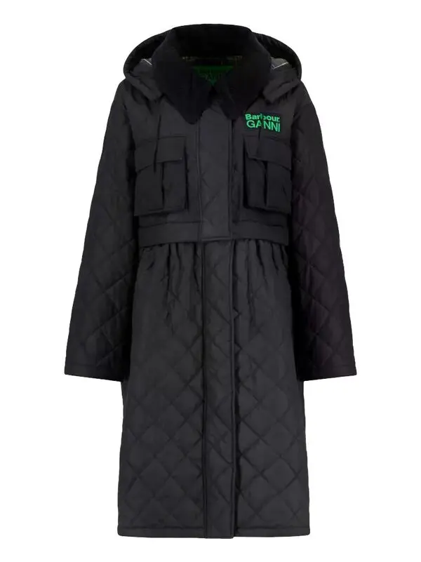 GANNI Quilted Pocket Coat - Black