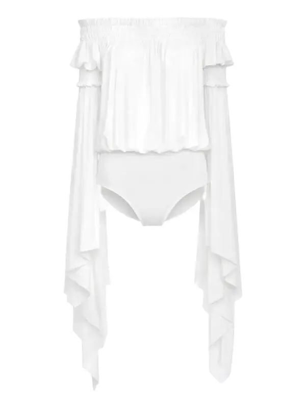 Norma Kamali Handkerchief-sleeve Bodysuit - White