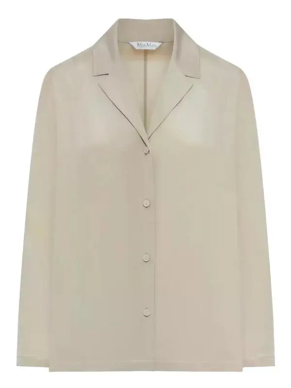 Max Mara Bowling Collar Long-sleeve Shirt - Neutrals