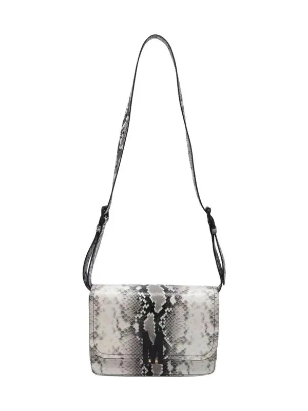 Moschino M-logo Python-print Shoulder Bag - White