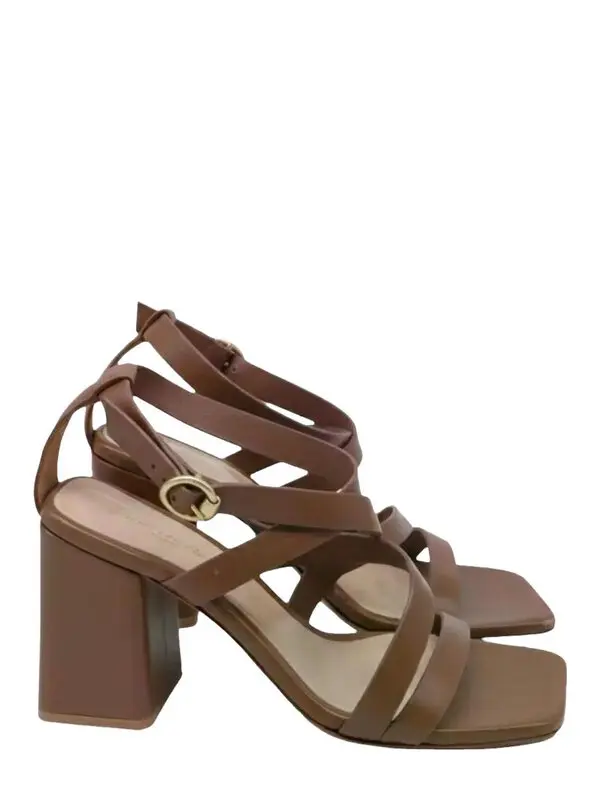 GIANVITO ROSSI Strappy Block-heel Leather Sandals - Brown