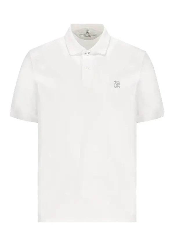Brunello Cucinelli Embroidered-logo Polo Shirt - White
