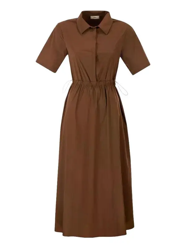 Herno Shirt-collar Drawstring Dress - Brown