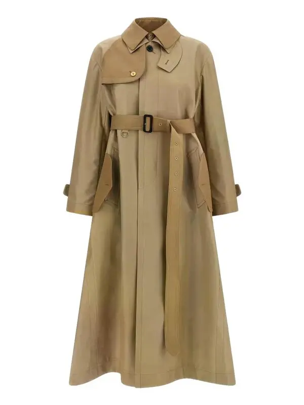 Sacai Double-layer Collared Trench Coat - Neutrals