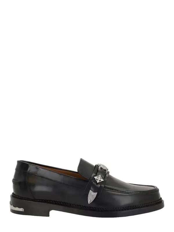 TOGA VIRILIS Studded-strap Leather Loafers - Black