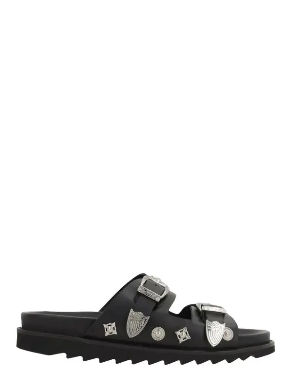 TOGA VIRILIS Studded Buckle-strap Leather Sandals - Black