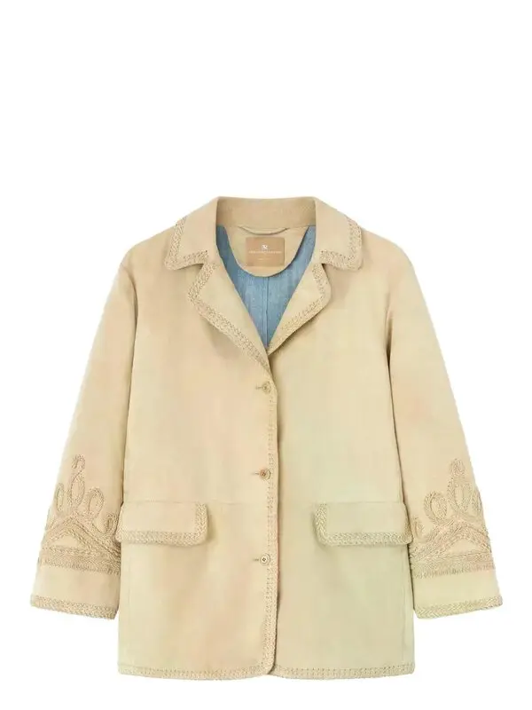 Ermanno Scervino Embroidery Suede Jacket - Neutrals