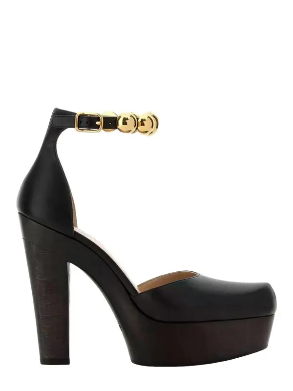 Chloé Ball-strap Leather Platform Pumps - Black