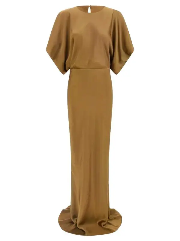 Norma Kamali Draped-sleeves Maxi Dress - Neutrals