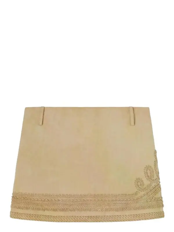 Ermanno Scervino Embroidery Suede Skirt - Neutrals