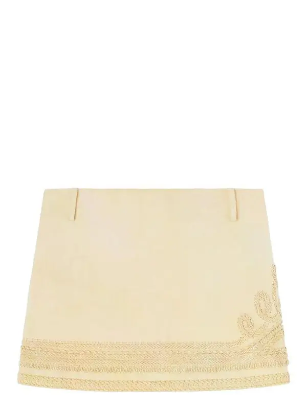 Ermanno Scervino Embroidery Suede Skirt - Neutrals