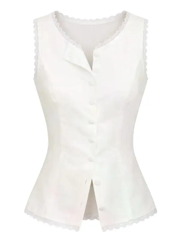 REFORMATION Amela Lace-detail Vest - White
