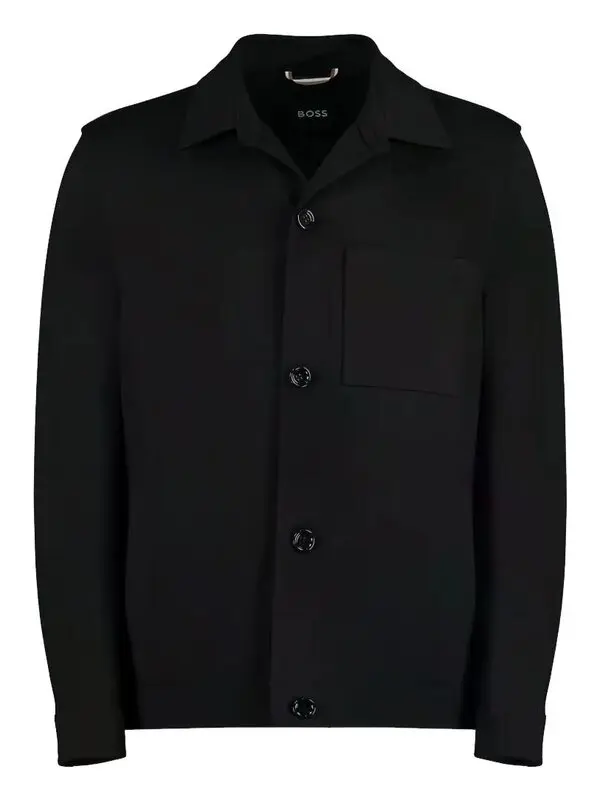 BOSS Buttoned Pocket Overshirt - Black