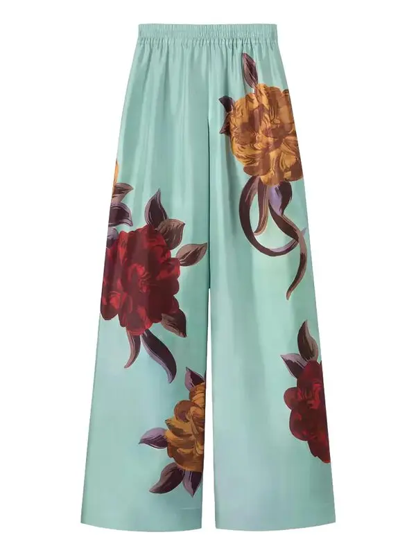 La DoubleJ Floral Palazzo Pants - Green
