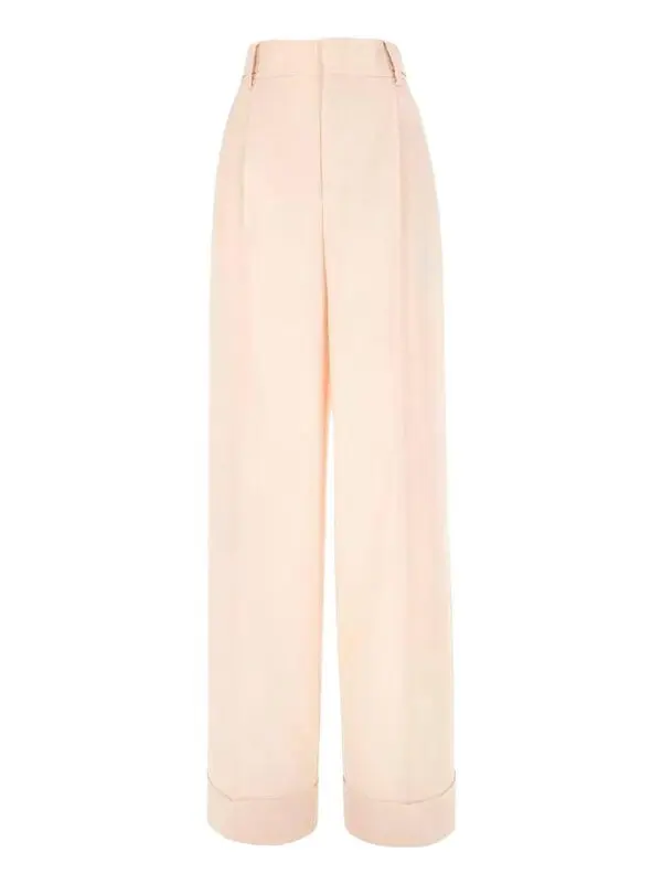 Alberta Ferretti Cuffed Trousers With Pocket - Pink