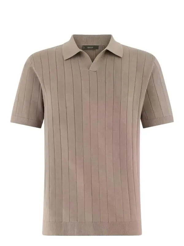 Boggi Milano Open-neck Ribbed T-shirt - Neutrals