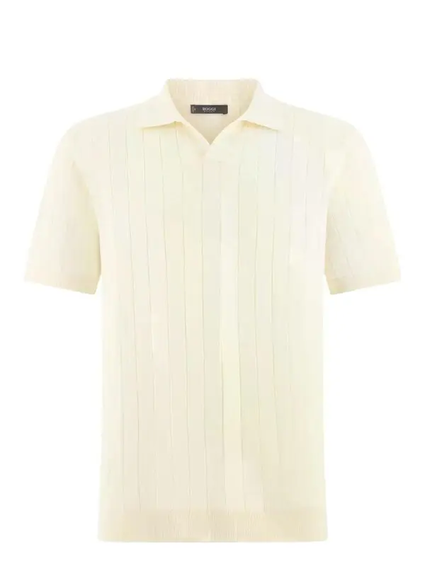 Boggi Milano Ribbed Open-neck T-shirt - Neutrals