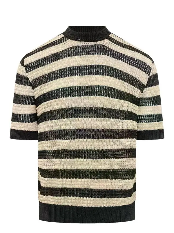A PAPER KID Striped Knitted T-shirt - Black
