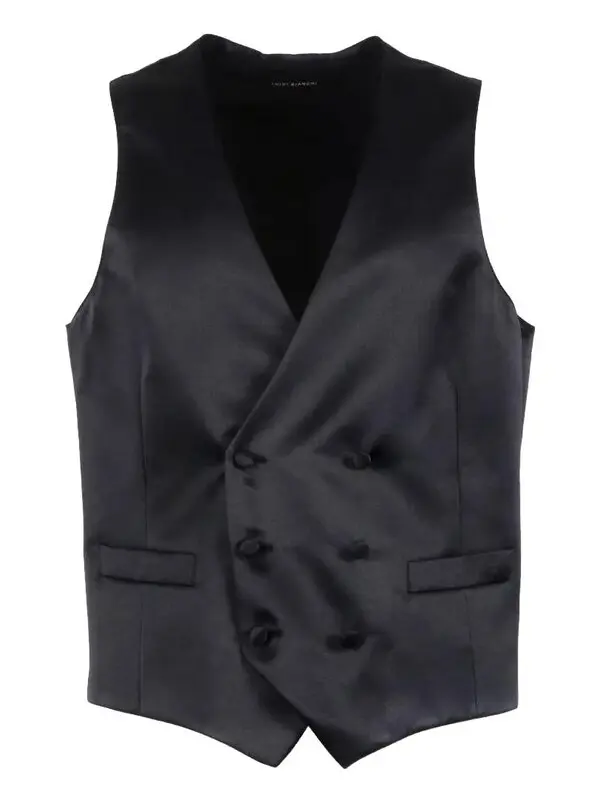 LUIGI BIANCHI MANTOVA Double-breasted Waistcoat - Black