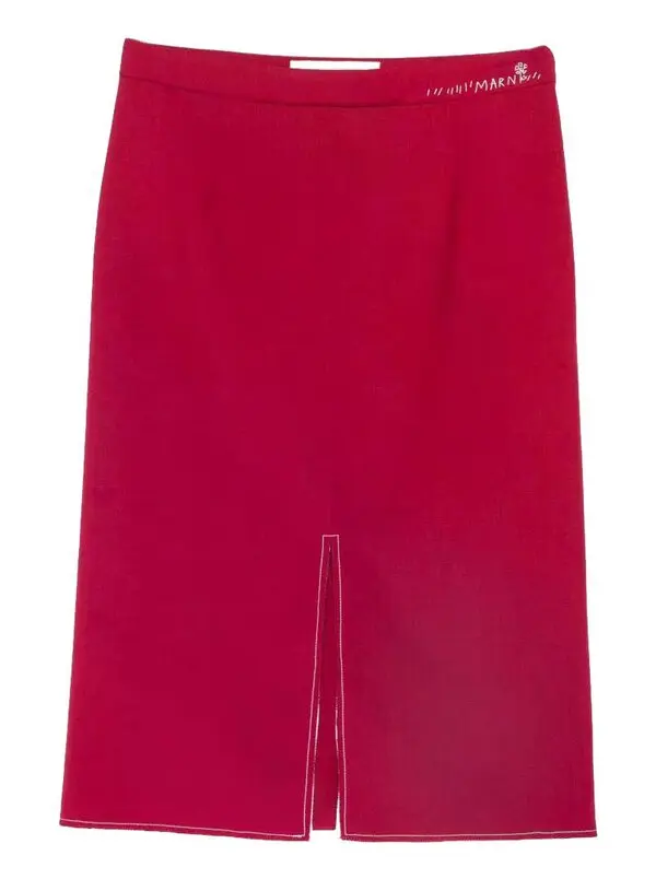 Marni Midi Skirt With Slit - Red
