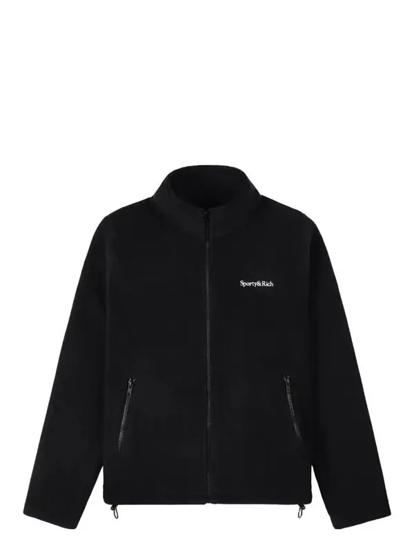 SPORTY & RICH Zip-up Fleece Jacket - Black