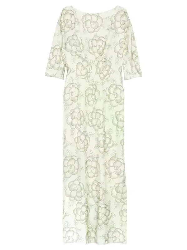 Marni Floral Print Crewneck Dress - Neutrals