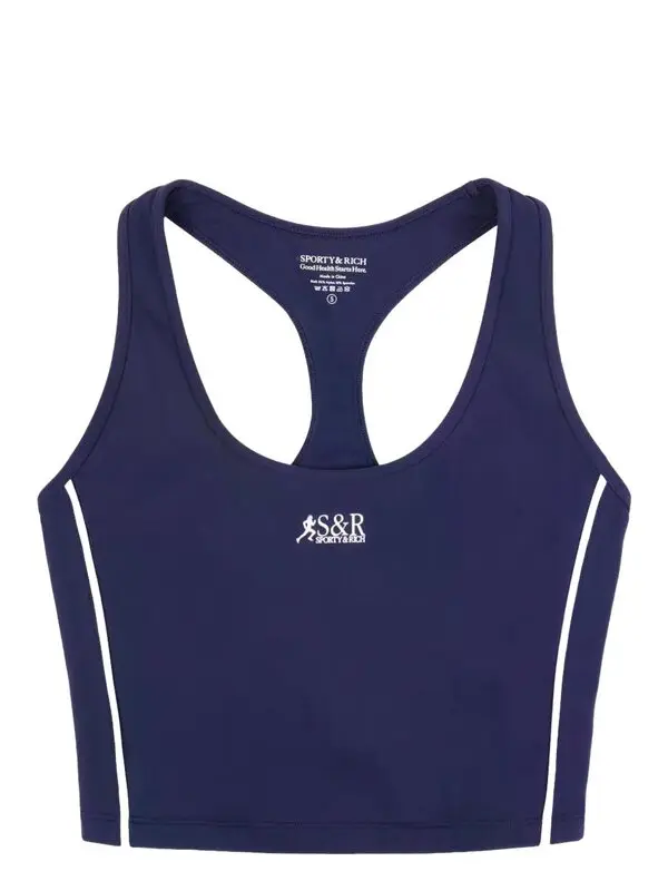 SPORTY & RICH Sr Runner Sports Crop Tank Top - Blue