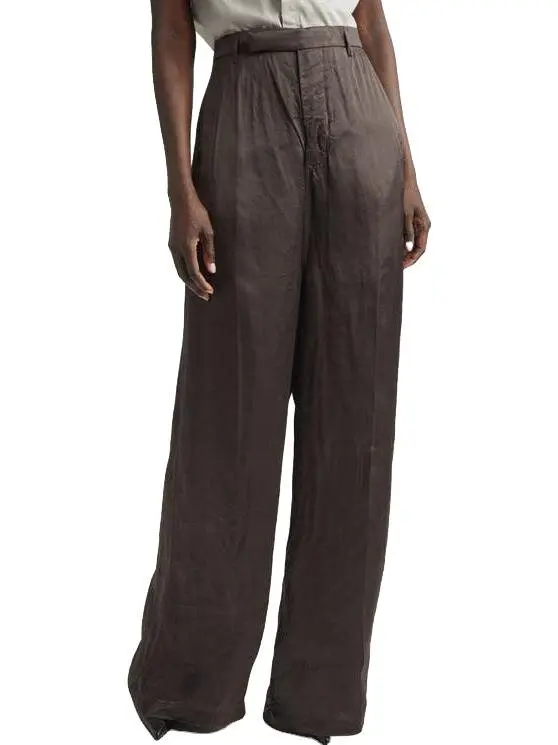 Rick Owens Firbanks High-waist Wide-leg Cupro Satin Pants - Dark Dust