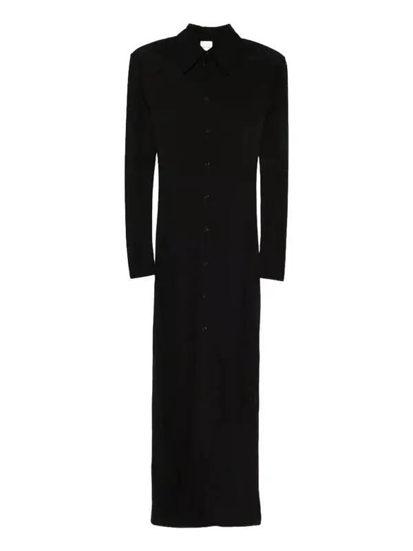 Nanushka Shoulder Pad Maxi Shirt Dress - Black