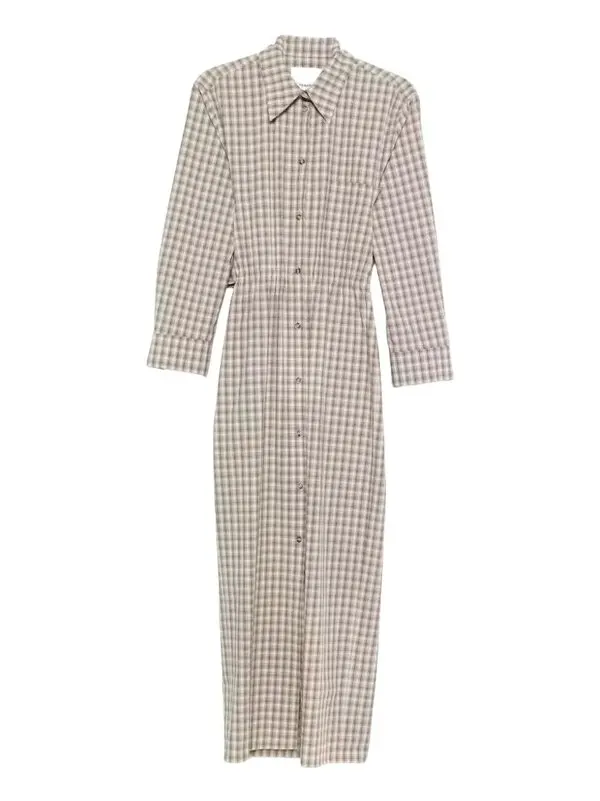 Nanushka Plaid Cutout Maxi Shirt Dress - Neutrals