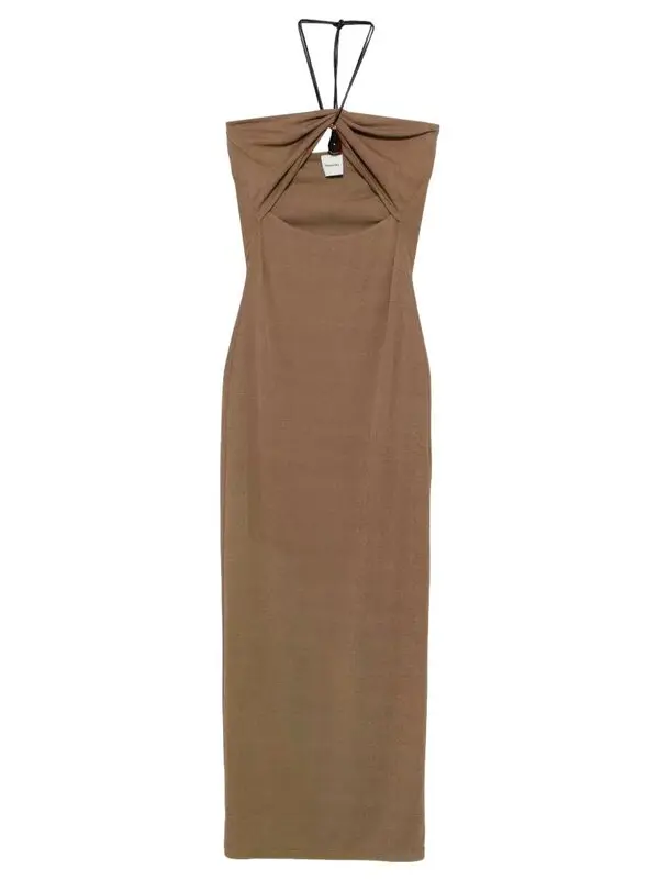 Nanushka Strap Detail Bandeau Midi Dress - Brown