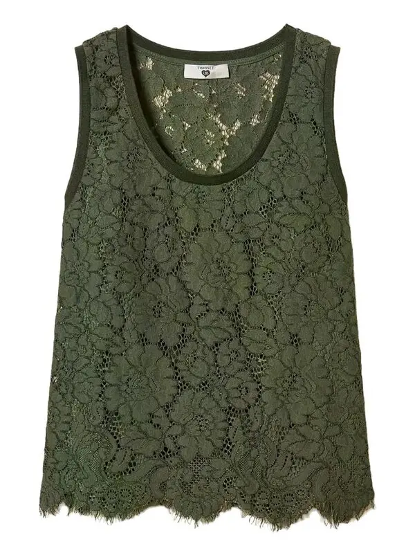 TWINSET Embroidered Lace Blouse - Green