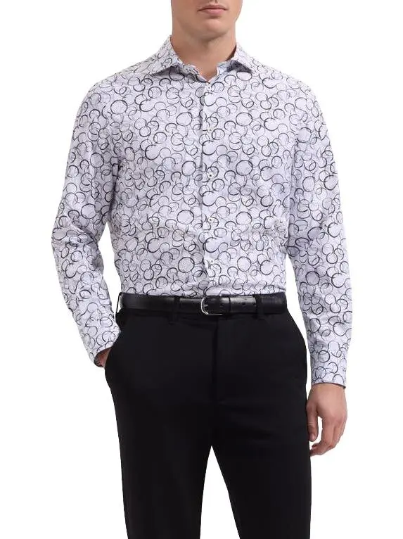Bugatchi Axel Shaped Fit Stretch Cotton Button-up Shirt - Black