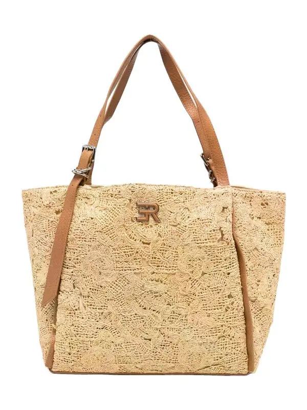 ERMANNO FIRENZE Floral Appliqué Tote Bag - Neutrals