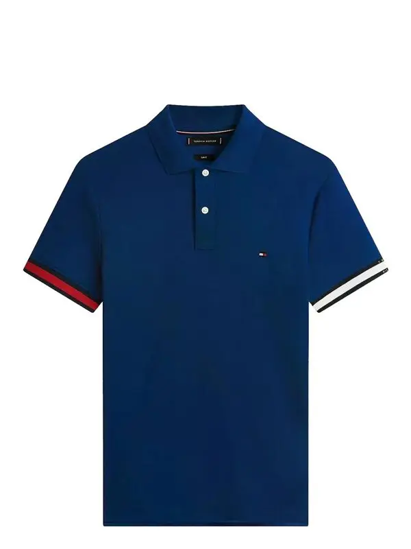 Tommy Hilfiger Cuffed Logo Polo Shirt - Blue