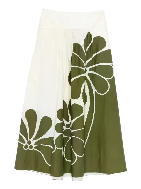 Farm Rio Floral Print Skirt - Neutrals